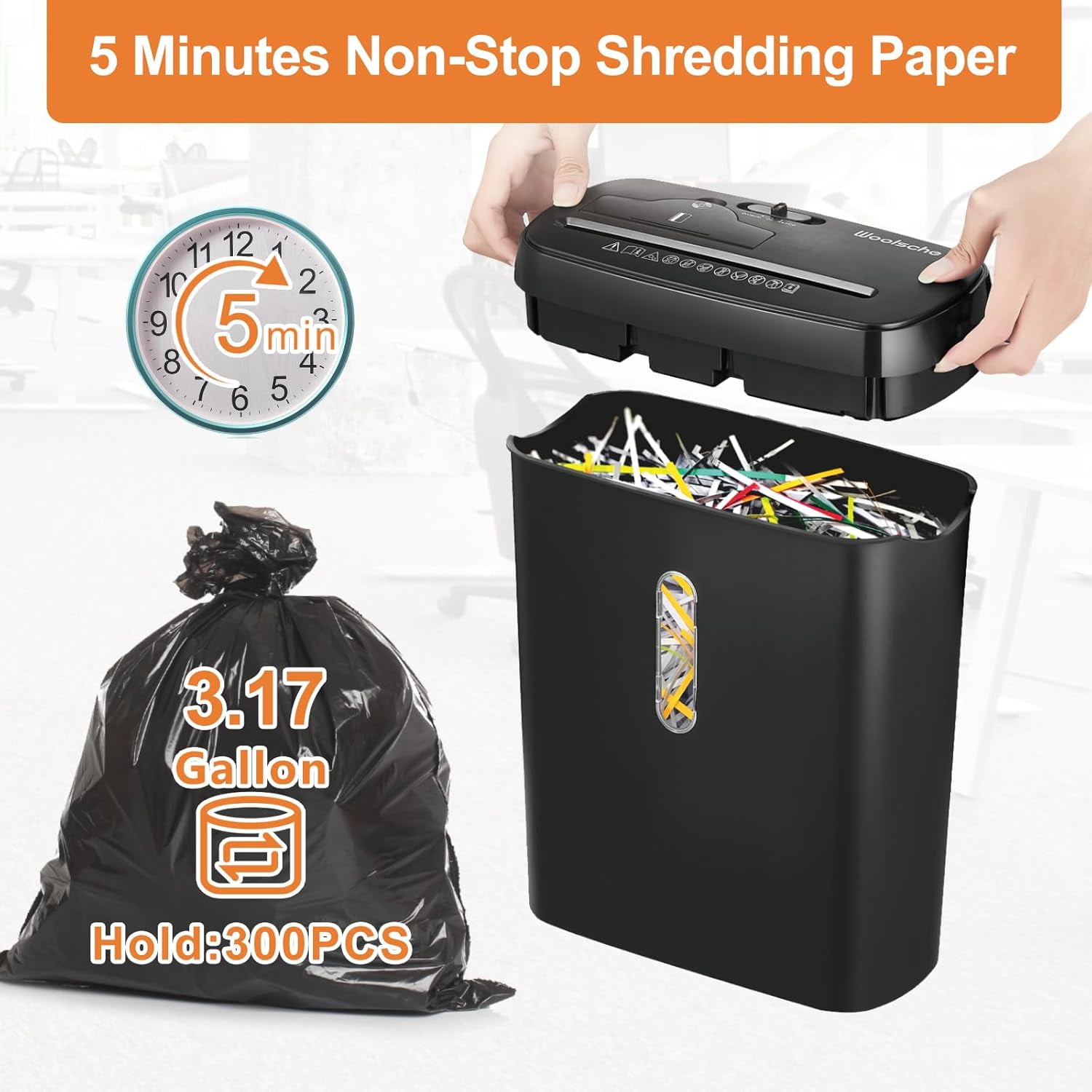 Home Office Paper Shredder, 10-Sheet Strip Cut with 3.17-Gallon Basket ...
