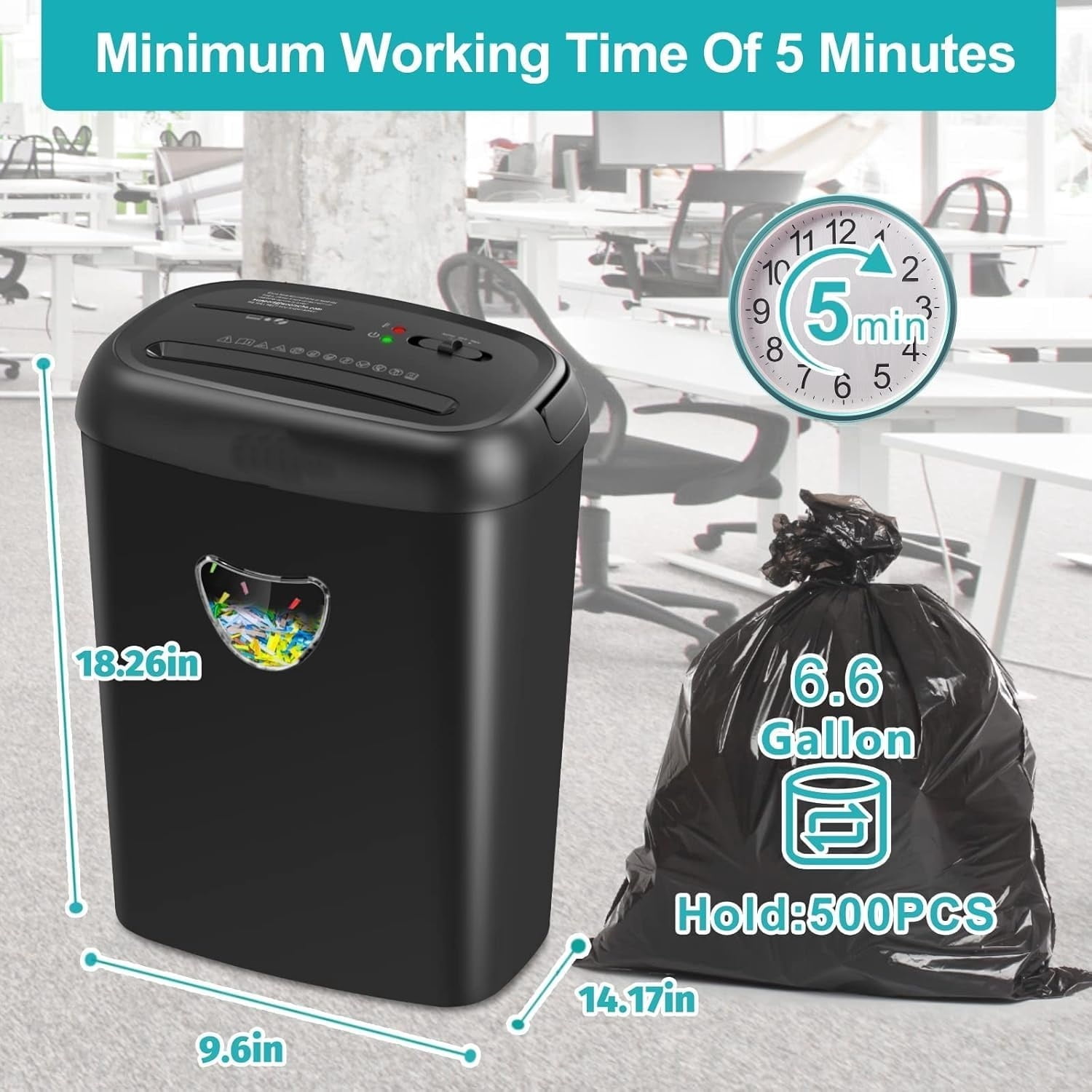 Home Office Paper Shredder,14-Sheet Cross Cut with 6.6-Gallon Basket ...