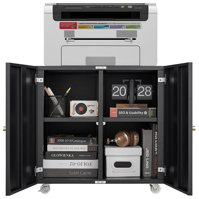 Home Office Printer Stand with Wheels, Printer Tables with File door ...