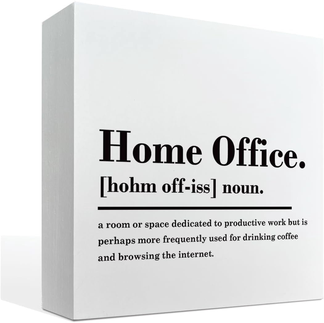 Home Office Sign, Box Sign Tabletop Decor 5x5inch, Funny Work Room ...