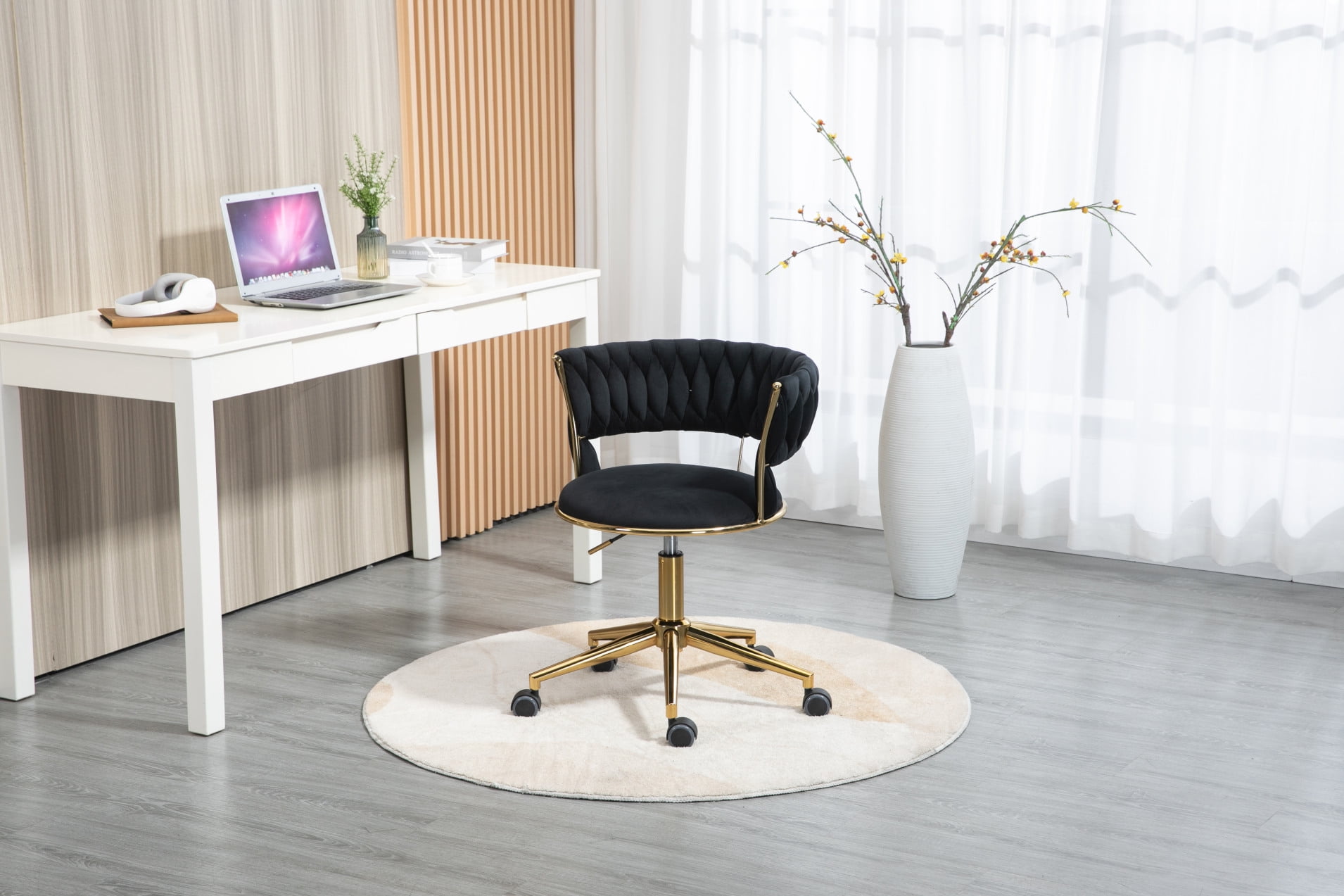 Home Office Swivel Desk Chair, Modern Adjustable Velvet Computer Accent ...