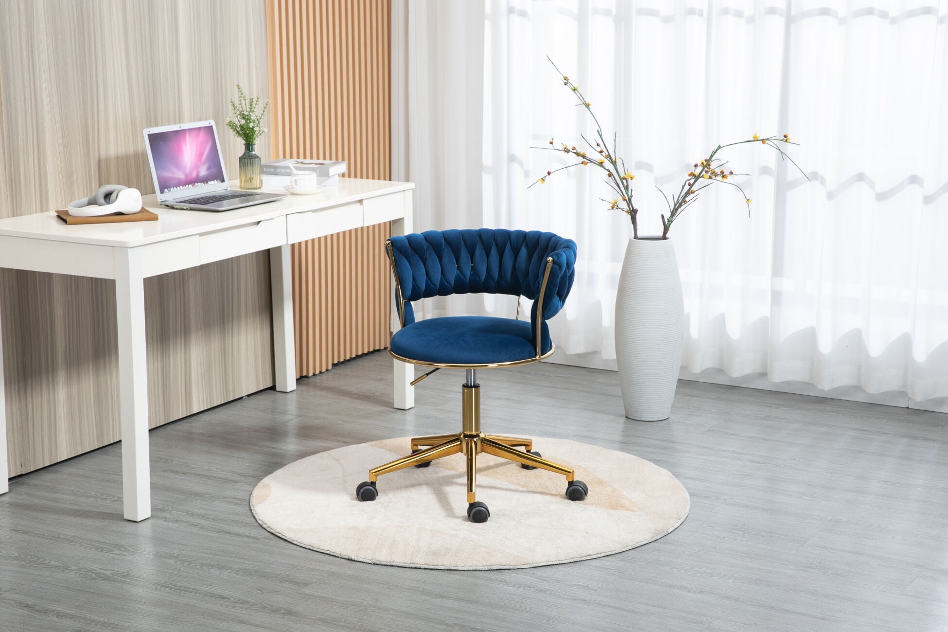 Home Office Swivel Desk Chair, Modern Adjustable Velvet Computer Accent ...