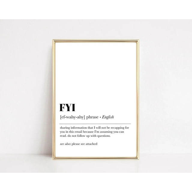 Home Office Wall Decor - Fyi Definition Print - Office Wall Art [POSTER ...