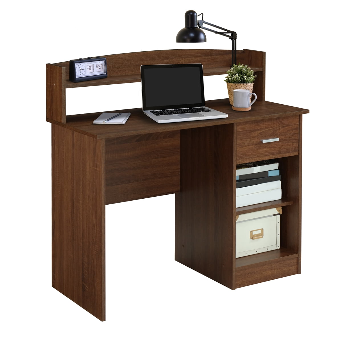Home Office Wood Computer Desk with 1 Drawer and Hutch, Modern Writing ...