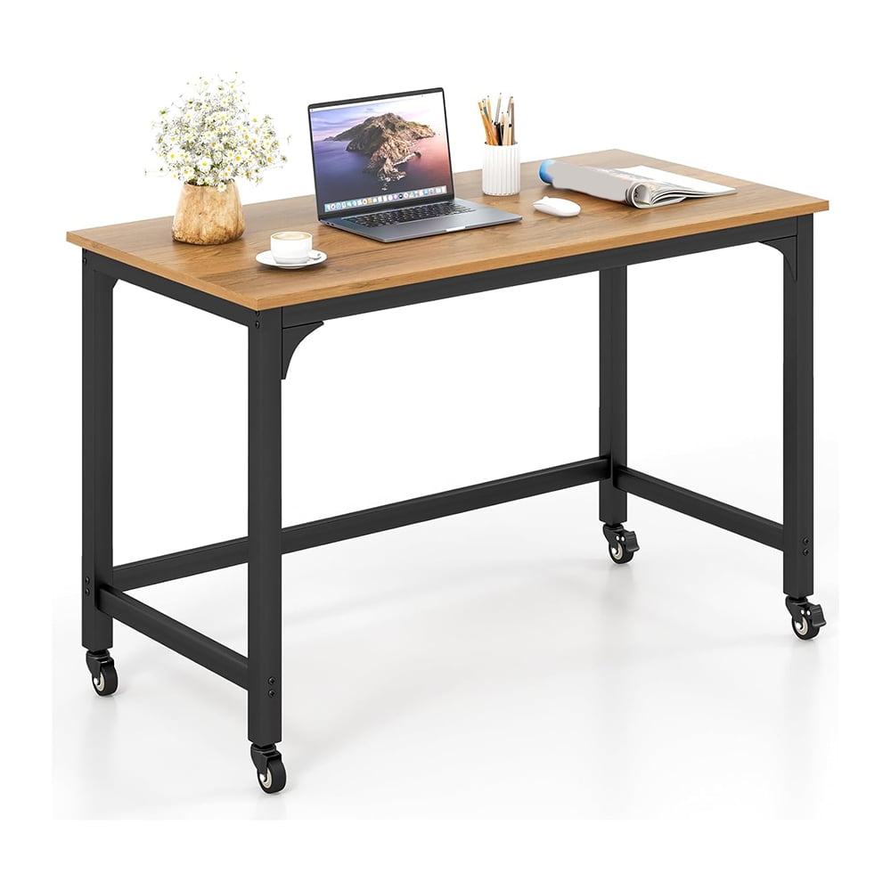 Home Office Writing Desk, 48" Mobile Computer Desk, Rolling Computer ...
