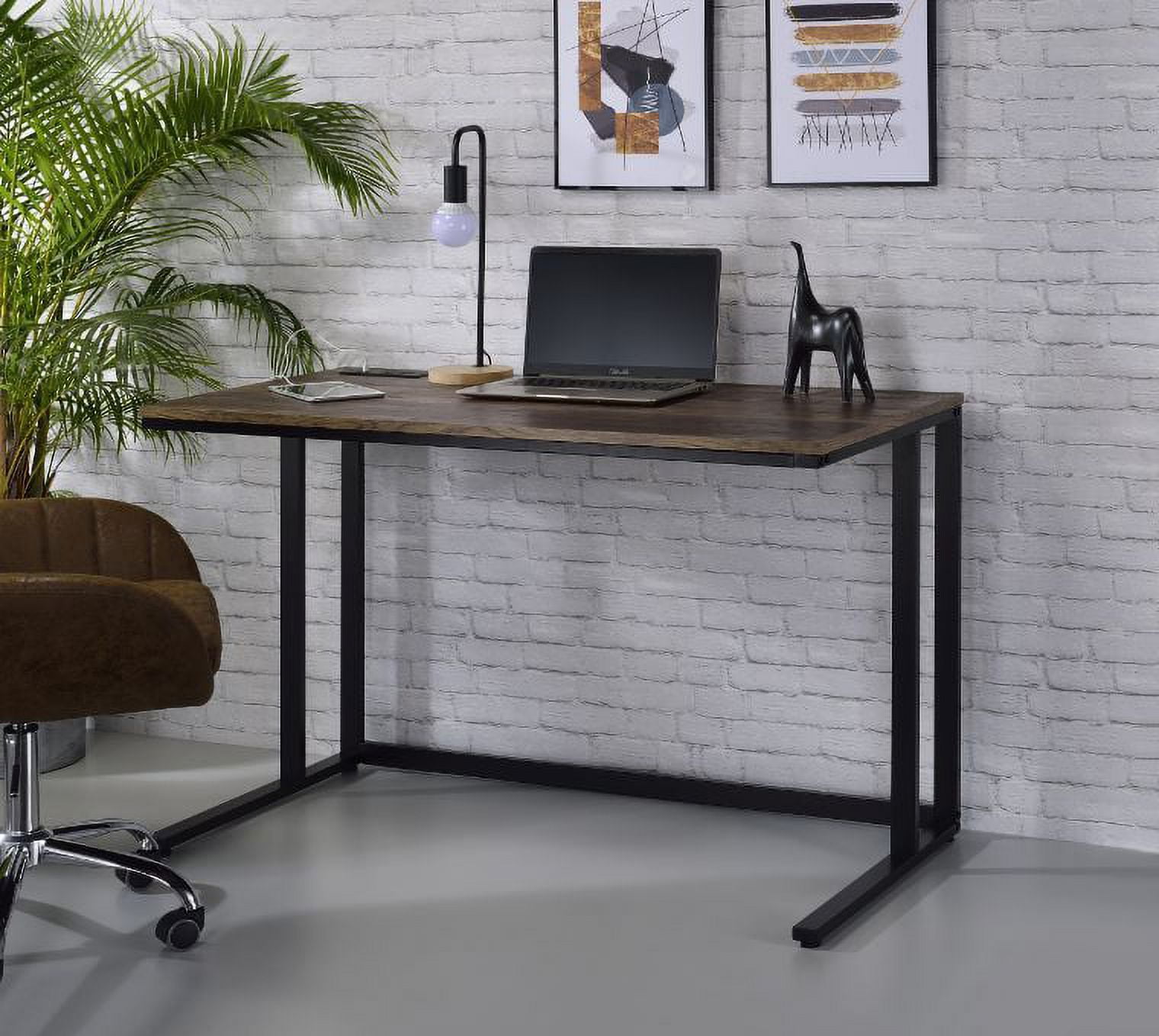 Home Office Writing Desk with Built-in USB Port and Plug, Contemporary ...