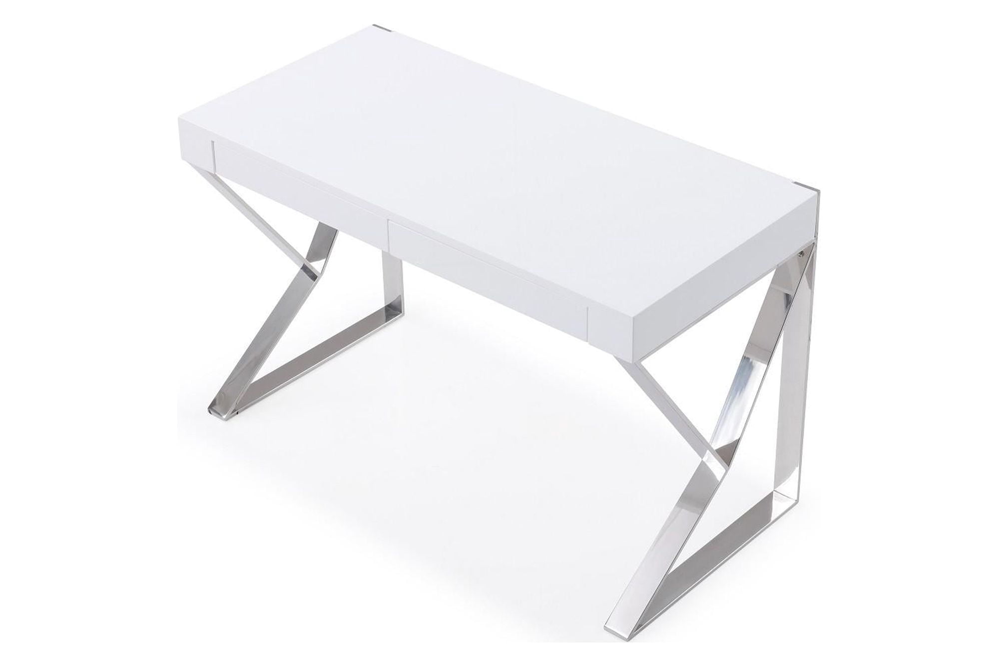 Home Office Writing Desk White & Chrome Noho J&M Contemporary - Walmart.com