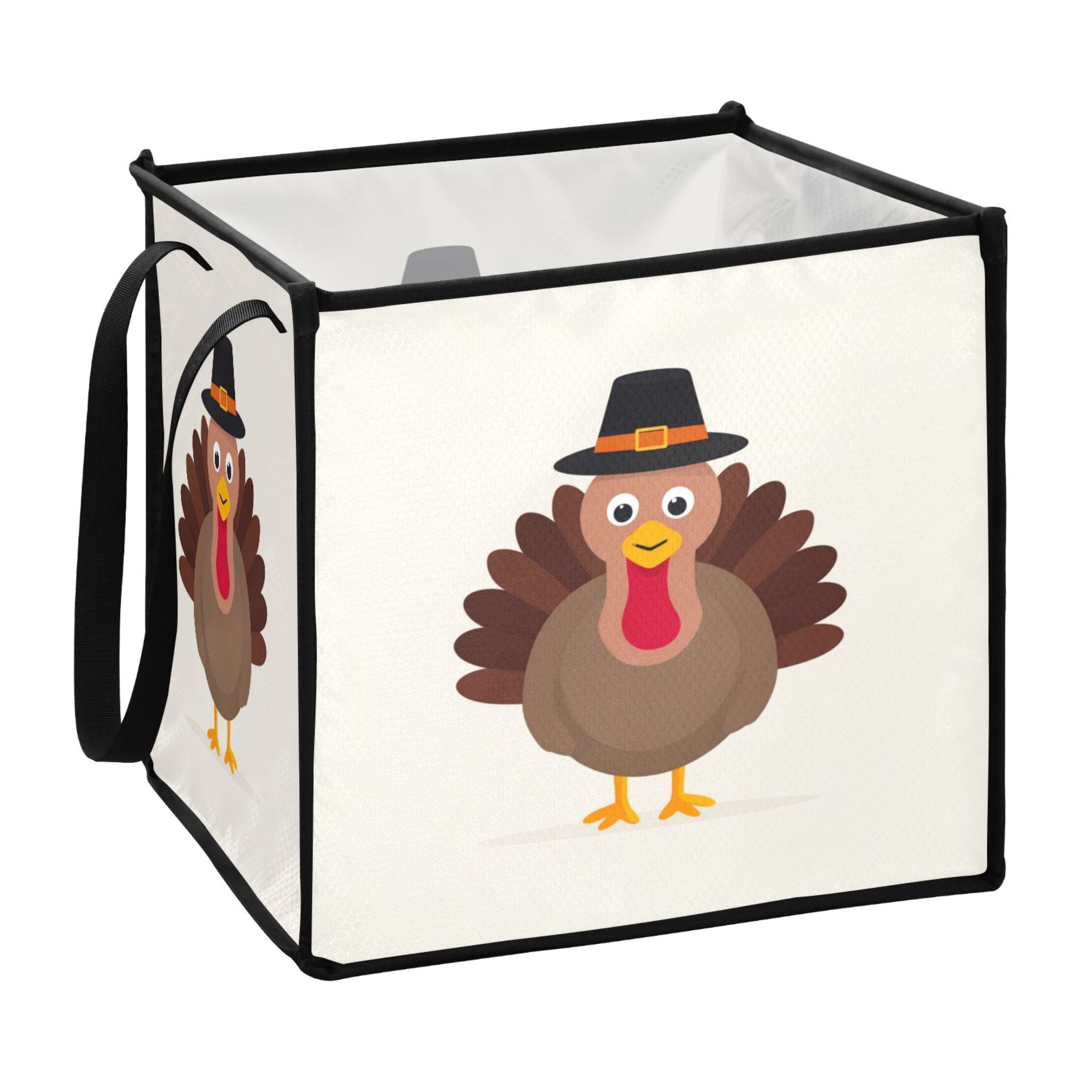 Home Organizer Foldable Fabric Storage Bin With Handle Cartoon Turkey ...