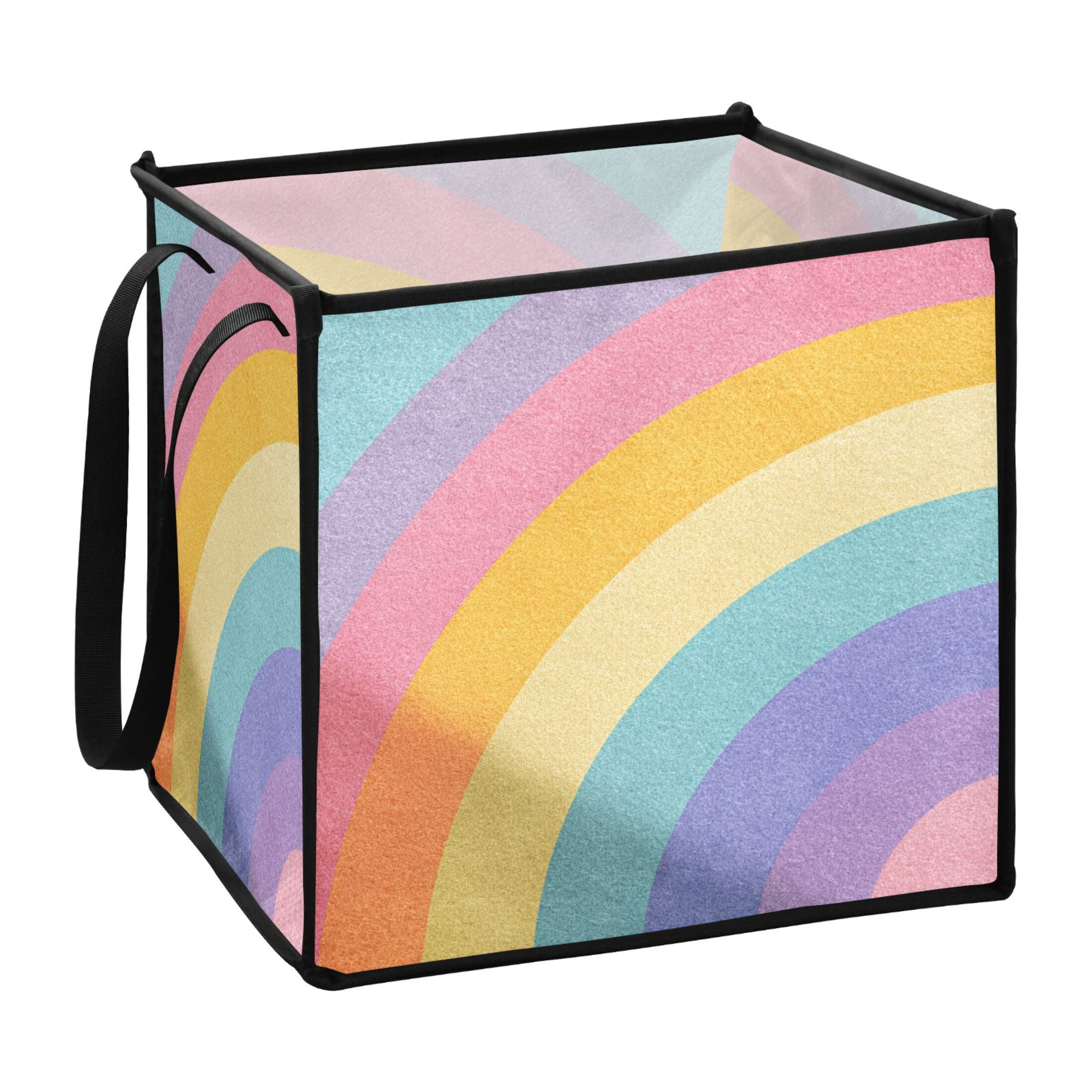Home Organizer Foldable Fabric Storage Bin With Handle Colorful Pastel ...