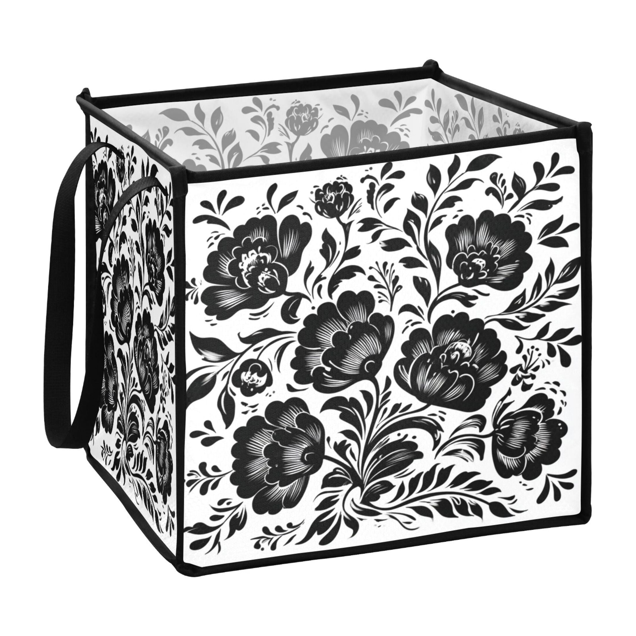 Home Organizer Foldable Fabric Storage Bin With Handle Flower Pattern ...