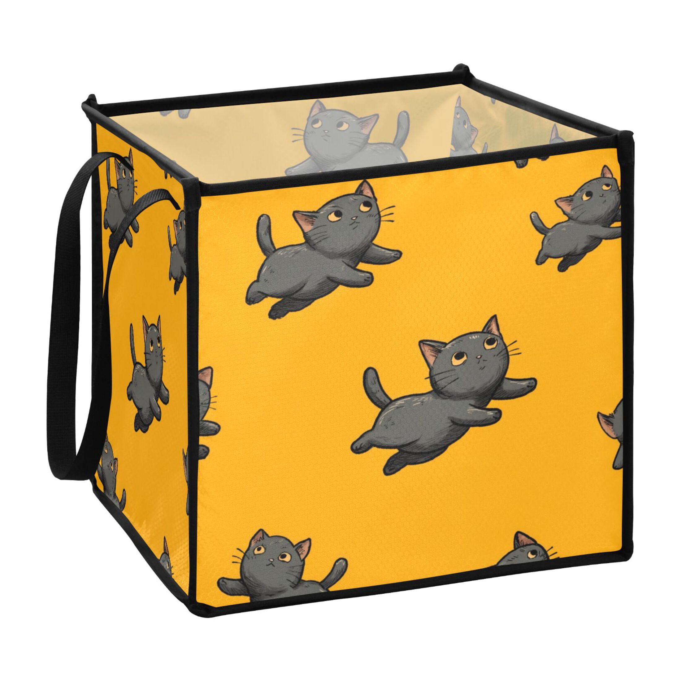 Home Organizer Foldable Fabric Storage Bin With Handle Flying Kitten ...