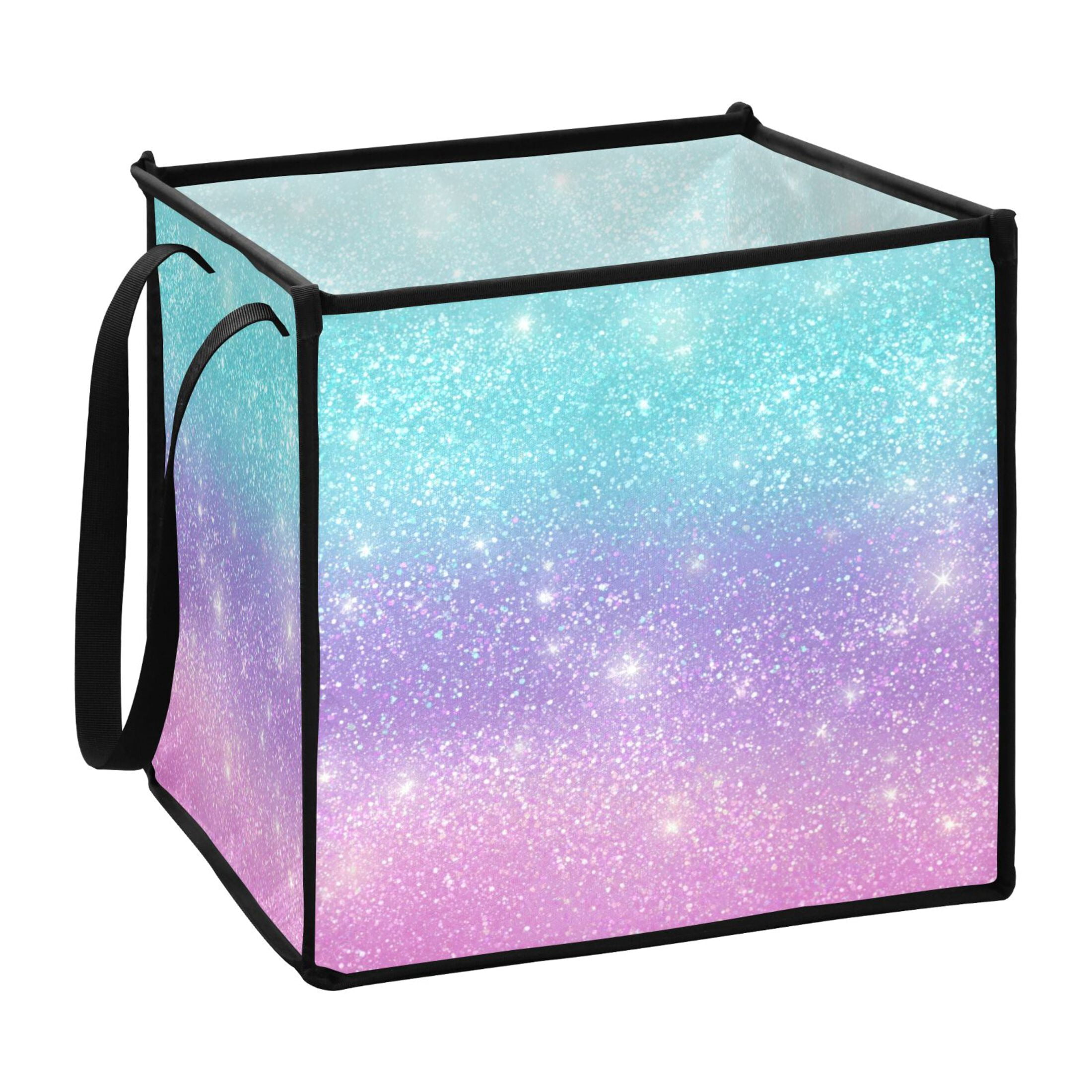 Home Organizer Foldable Fabric Storage Bin With Handle Glitter Texture ...