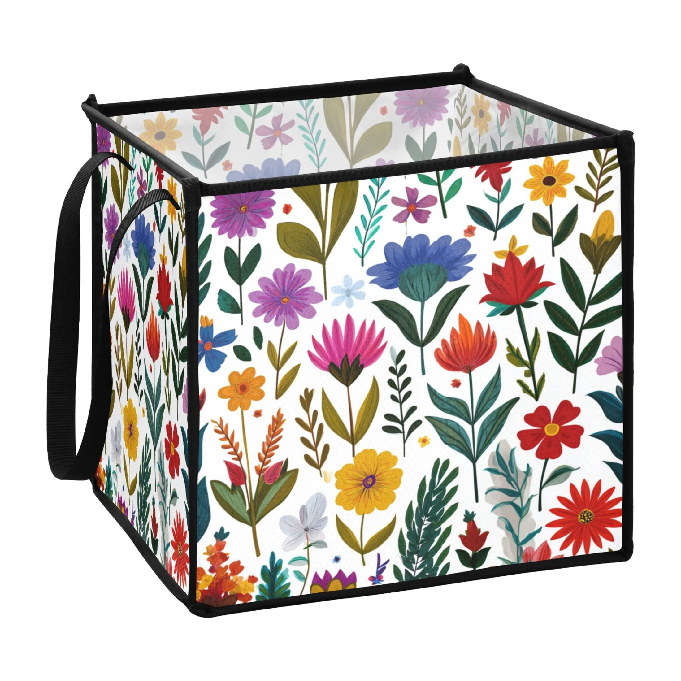 Home Organizer Foldable Fabric Storage Bin With Handle Hand-painted ...