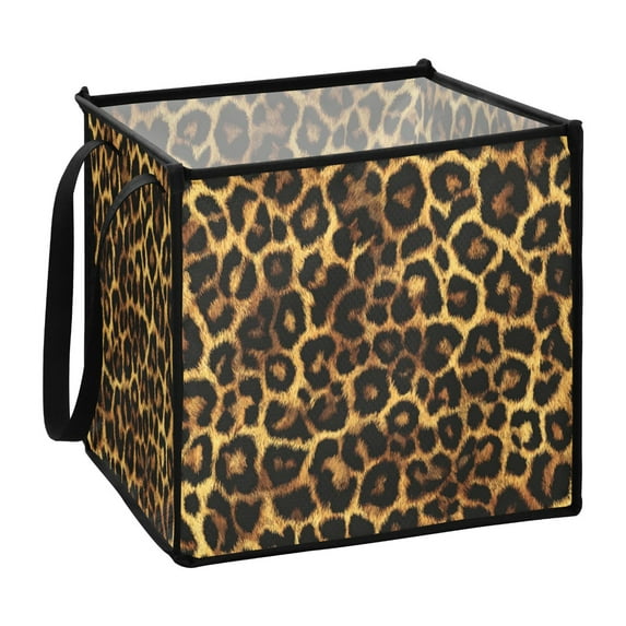 Home Organizer Foldable Fabric Storage Bin With Handle Leopard Print ...