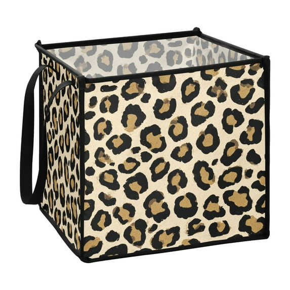 Home Organizer Foldable Fabric Storage Bin With Handle Leopard Print ...