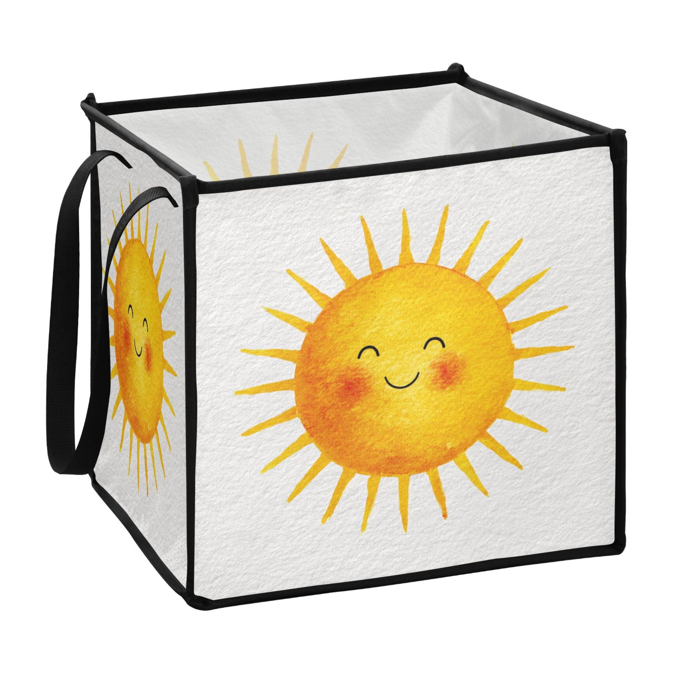 Home Organizer Foldable Fabric Storage Bin With Handle Watercolor Sun ...