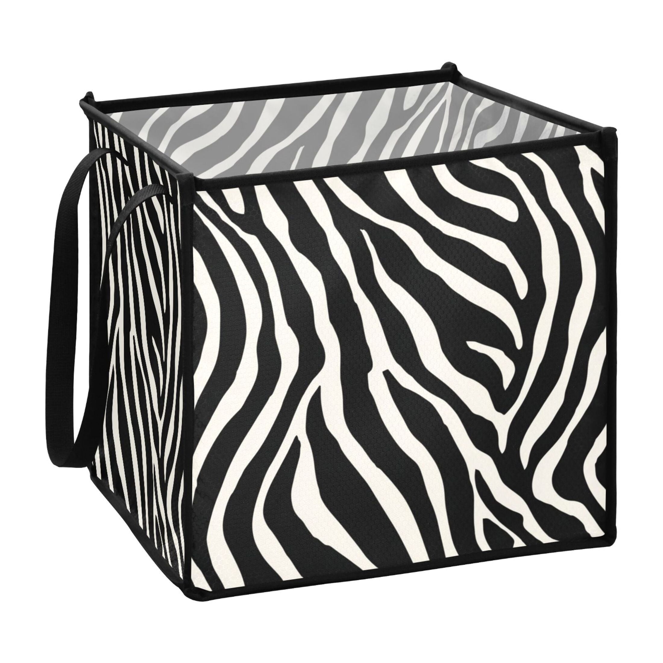 Home Organizer Foldable Fabric Storage Bin With Handle Zebra Stripes ...