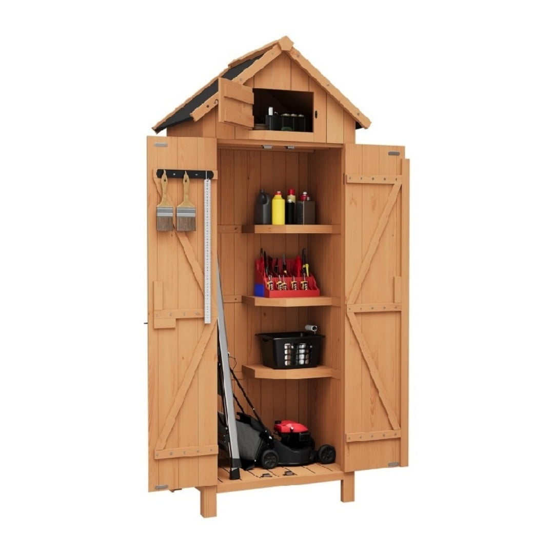 Home Outdoor Wooden Storage Shed Waterproof, 63''/70'' Vertical Outdoor ...