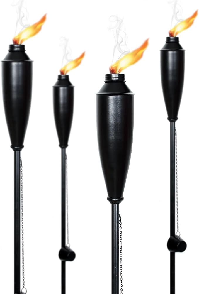 Home Pack of 4 Metal Garden Torches - Citronella for Outdoor Ambiance ...