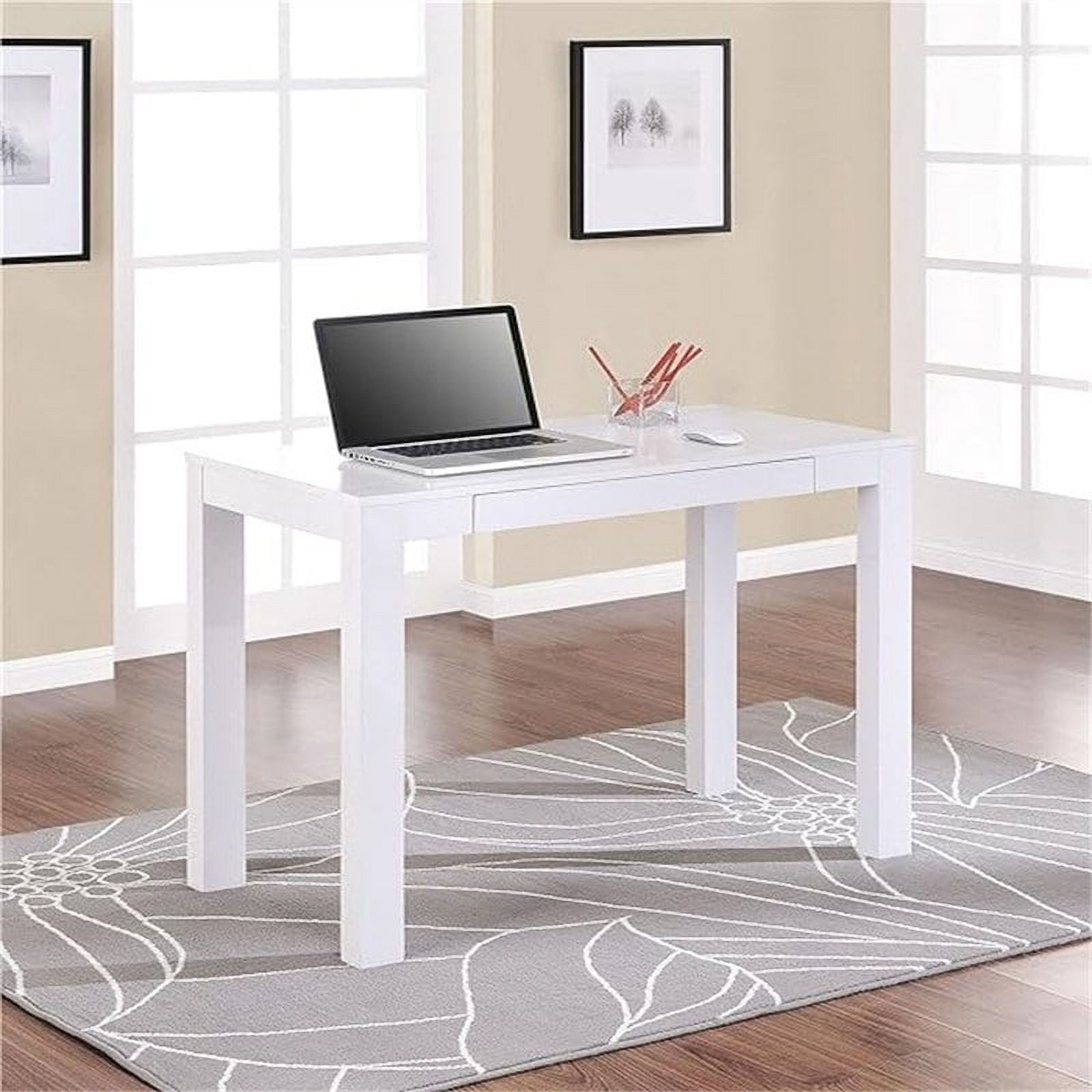 Home Parsons Computer Desk with Drawer White - Walmart.com