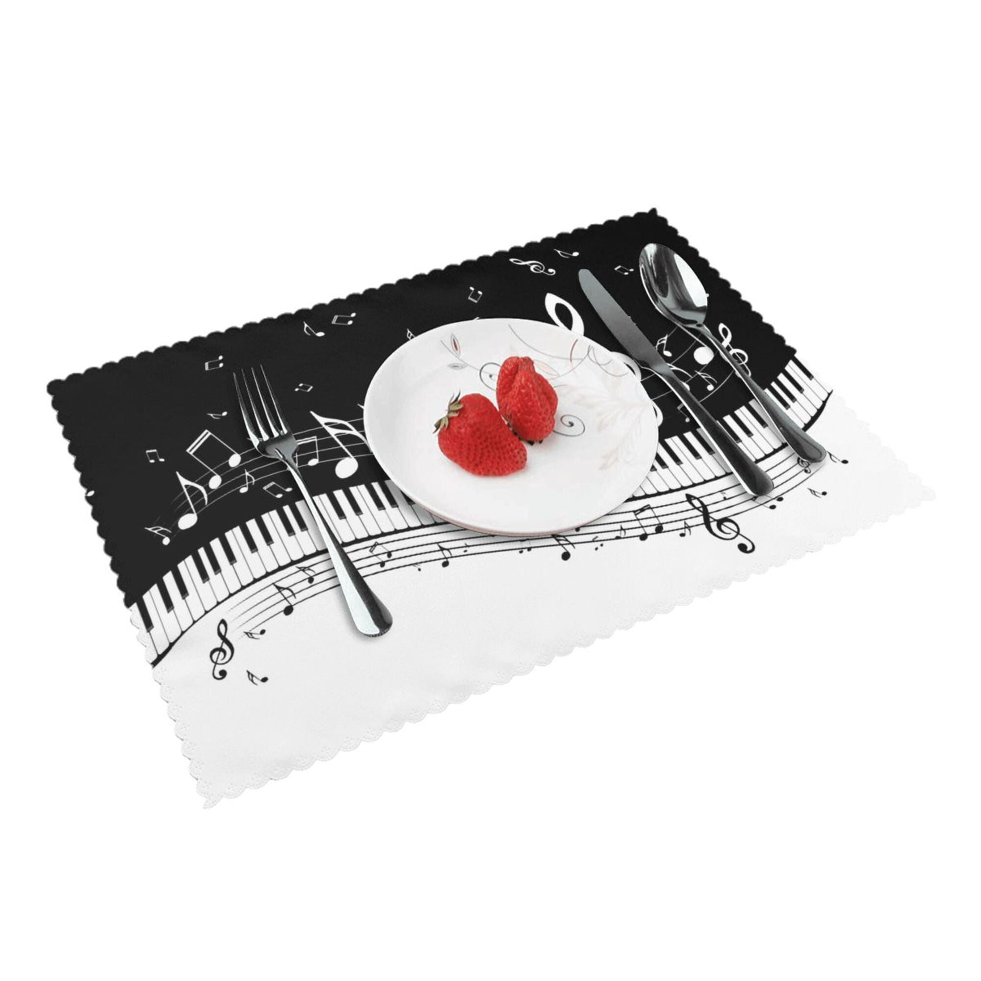 Home Piano Keys With Musical Notes Placemats Set Of 4 Washable Wipeable ...