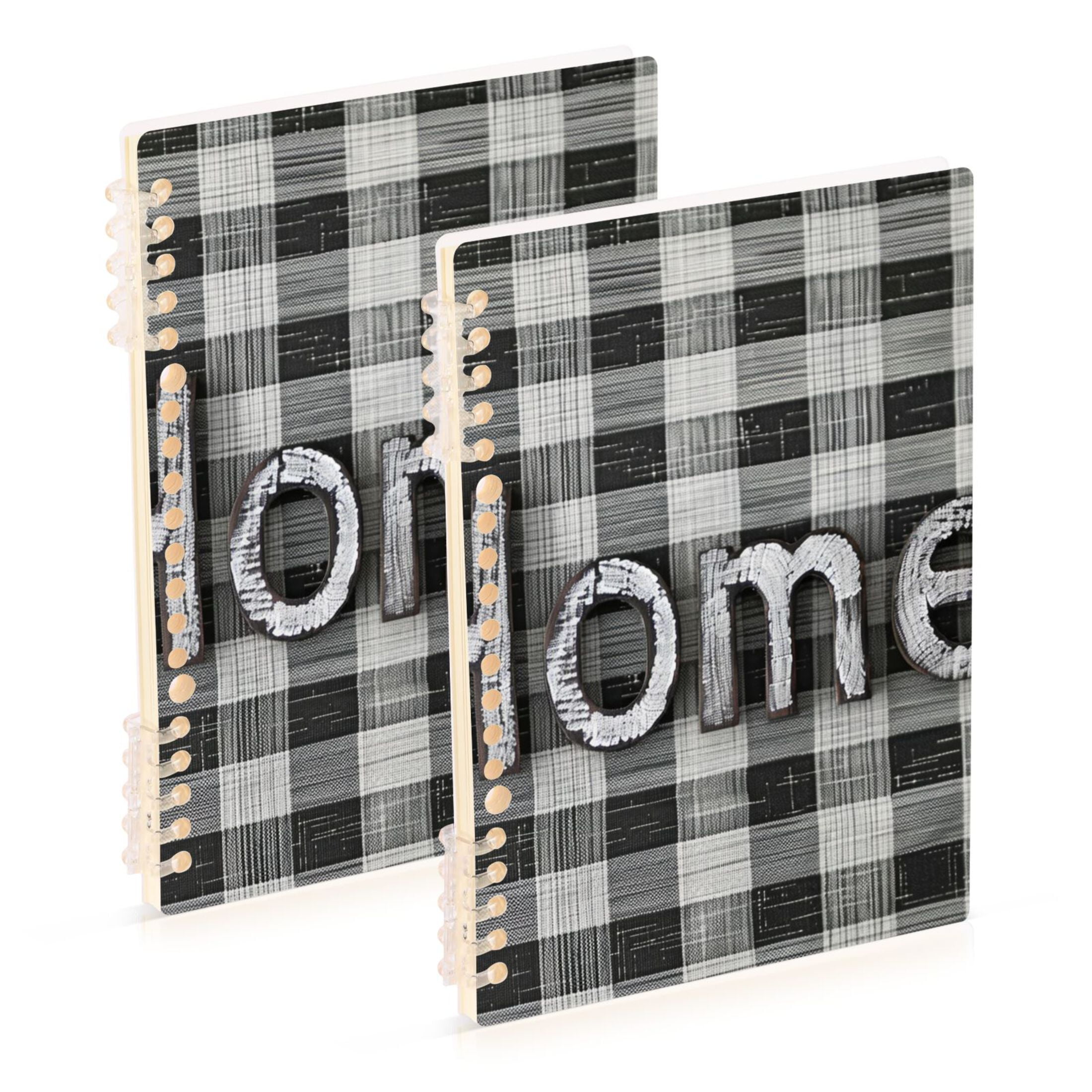 Home Plaid Ring Binder Notebook Journey Note Diary College Ruled Spiral ...