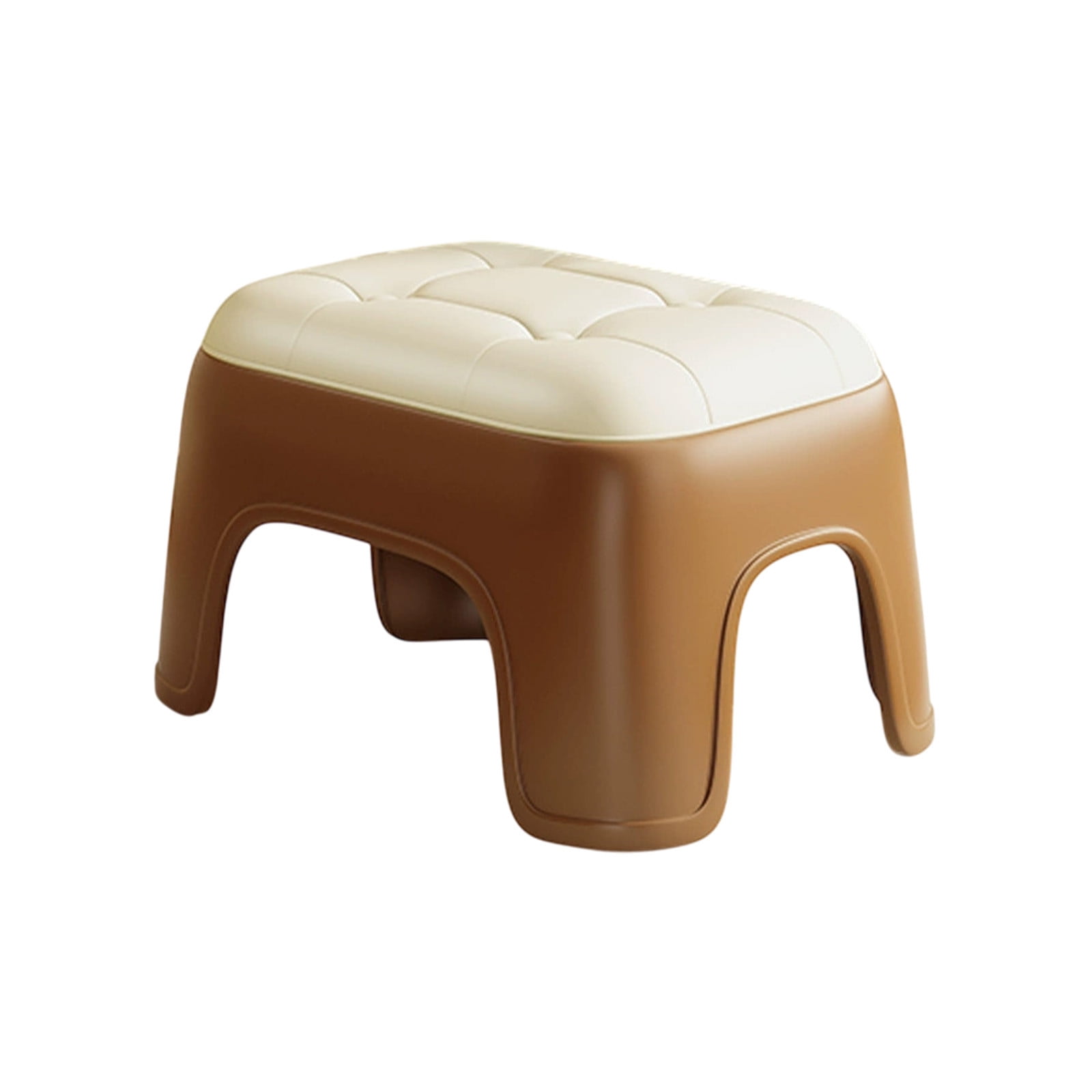Home Plastic Small Stool with Cushioned Leatherette Seat, 8.3 x 10.6 x ...