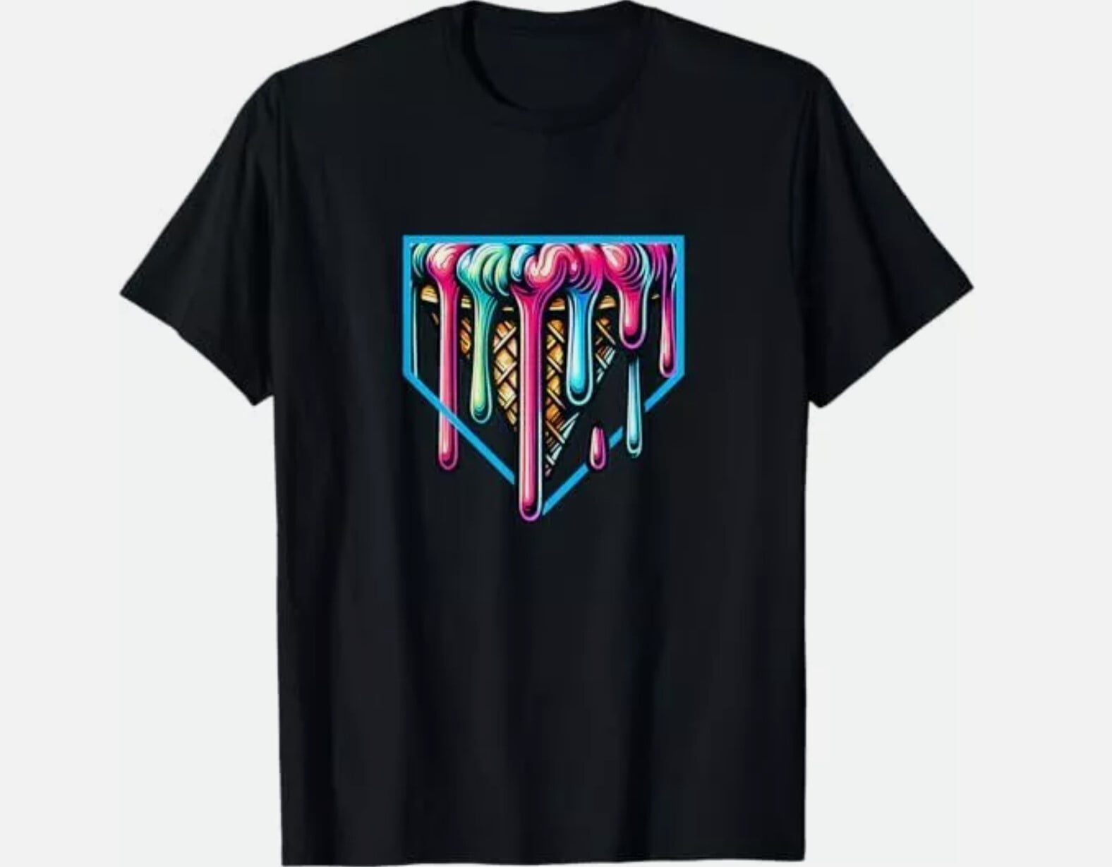 Home-Plate Drip Ice-Cream for Softball & Baseball Fans T-Shirt ...