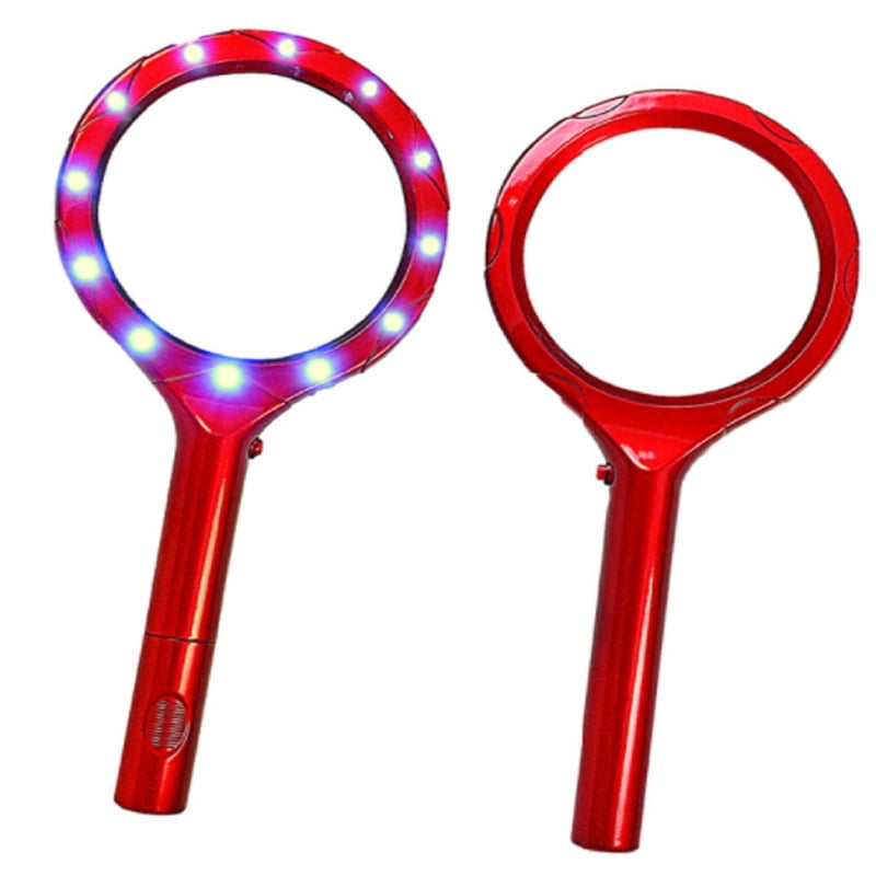 Home Plus 6012025 3.5 x 3.5 in. LED Round Magnifying Glass, Red - Pack ...
