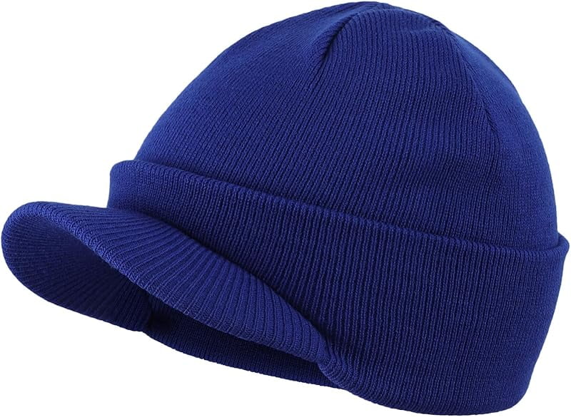 Home Prefer Men's Winter Beanie Hat with Brim Warm Double Knit Cuff ...