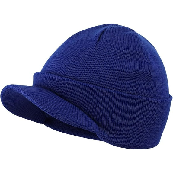 Home Prefer Men's Winter Beanie Hat with Brim Warm Double Knit Cuff ...