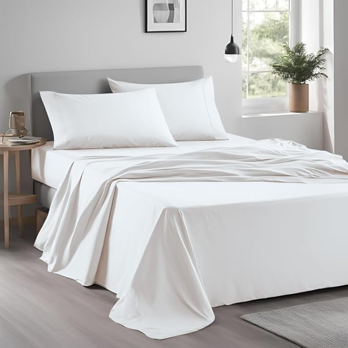 Home Prides 500 Thread Bed Sheet Set, 100% Cotton Sheets Solid Sateen ...