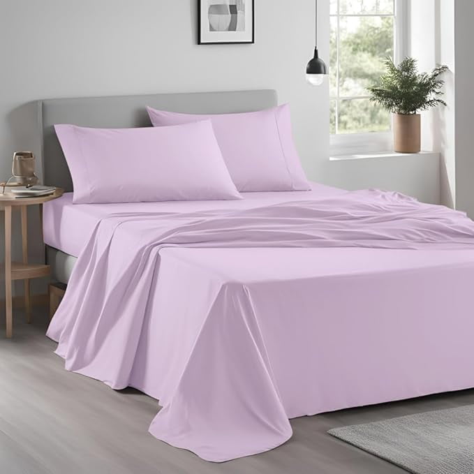Home Prides 500 Thread Bed Sheet Set, 100% Cotton Sheets Solid Sateen ...