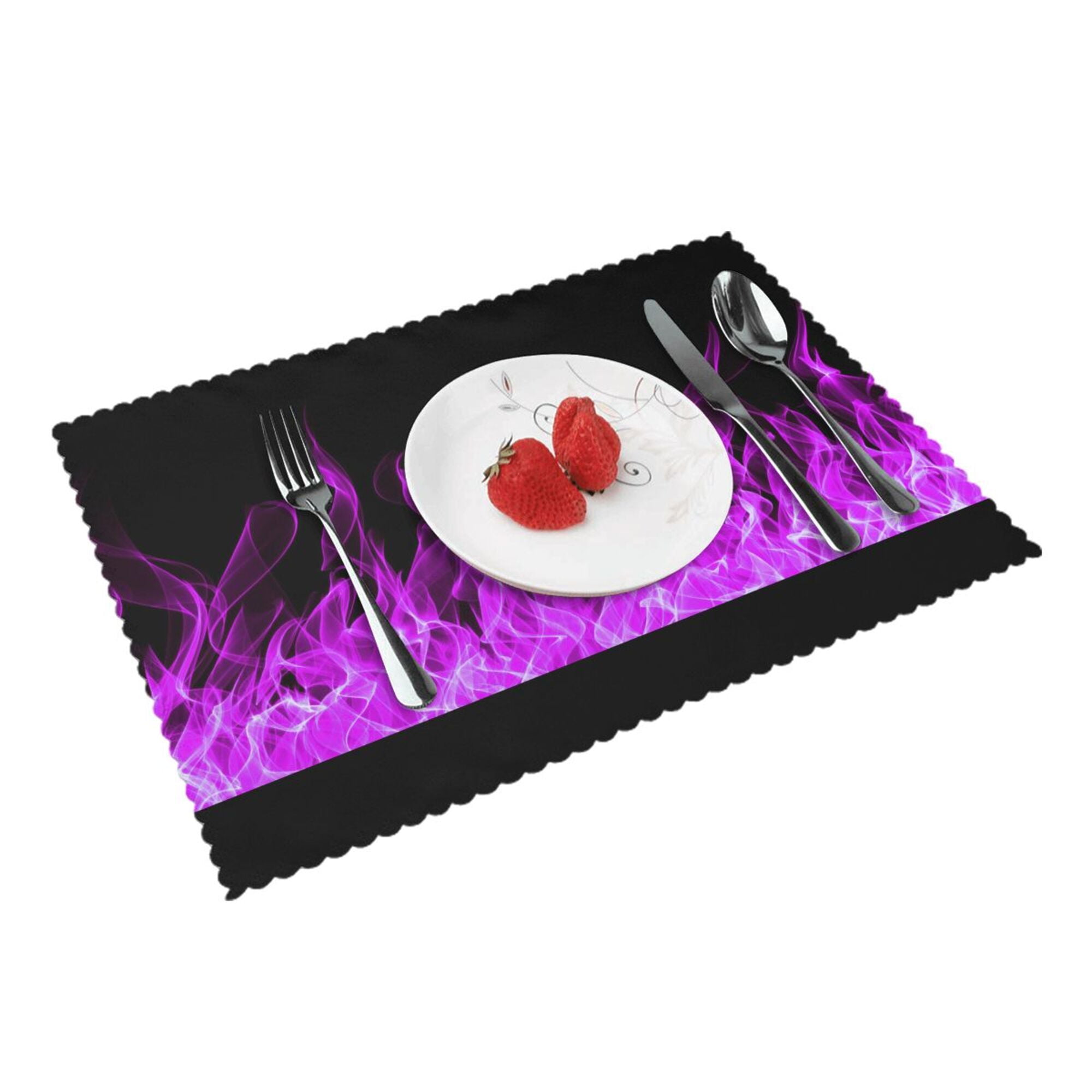 Home Purple Fire Flame Placemats Set Of 4 Washable Wipeable Place Mats ...
