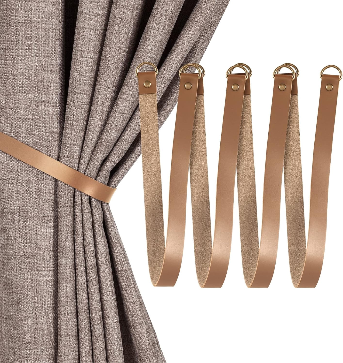 Home Queen Curtain Rope Tiebacks, Leather Imitation PU Holdbacks for ...