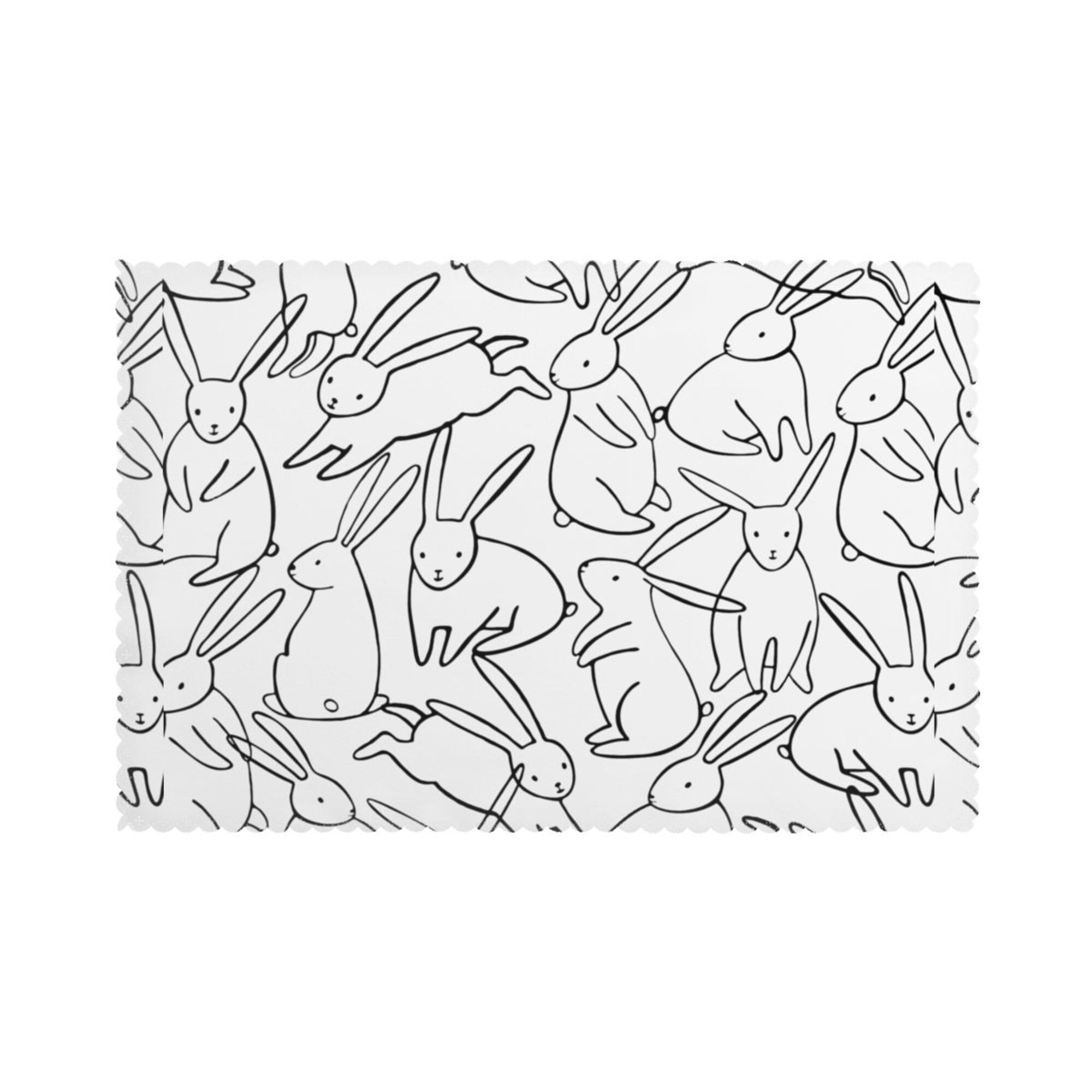 Home Rabbit Pattern Bunny Animals Placemats Set Of 6 Washable Wipeable ...