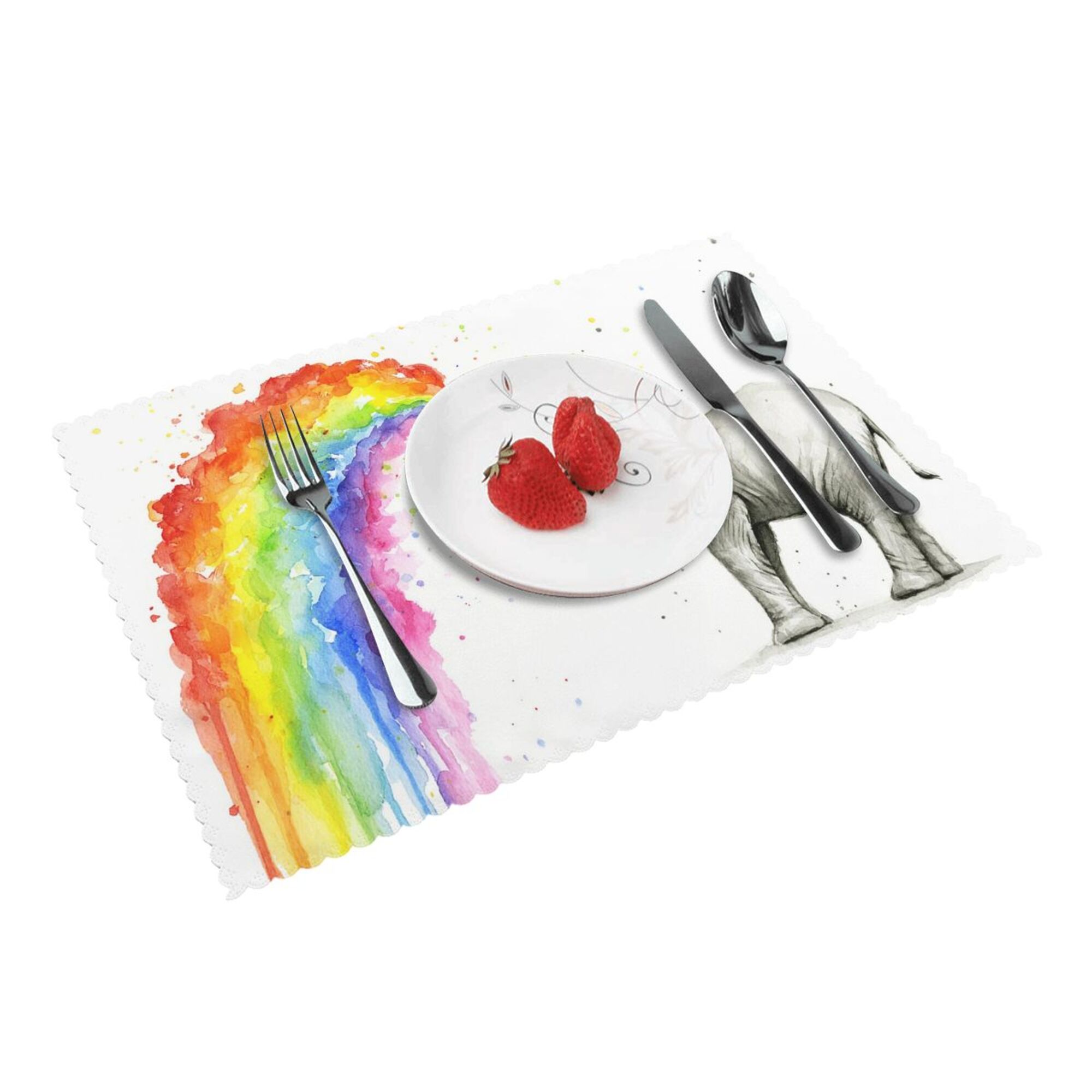 Home Rainbow Elephant Placemats Set Of 4 Washable Wipeable Place Mats ...