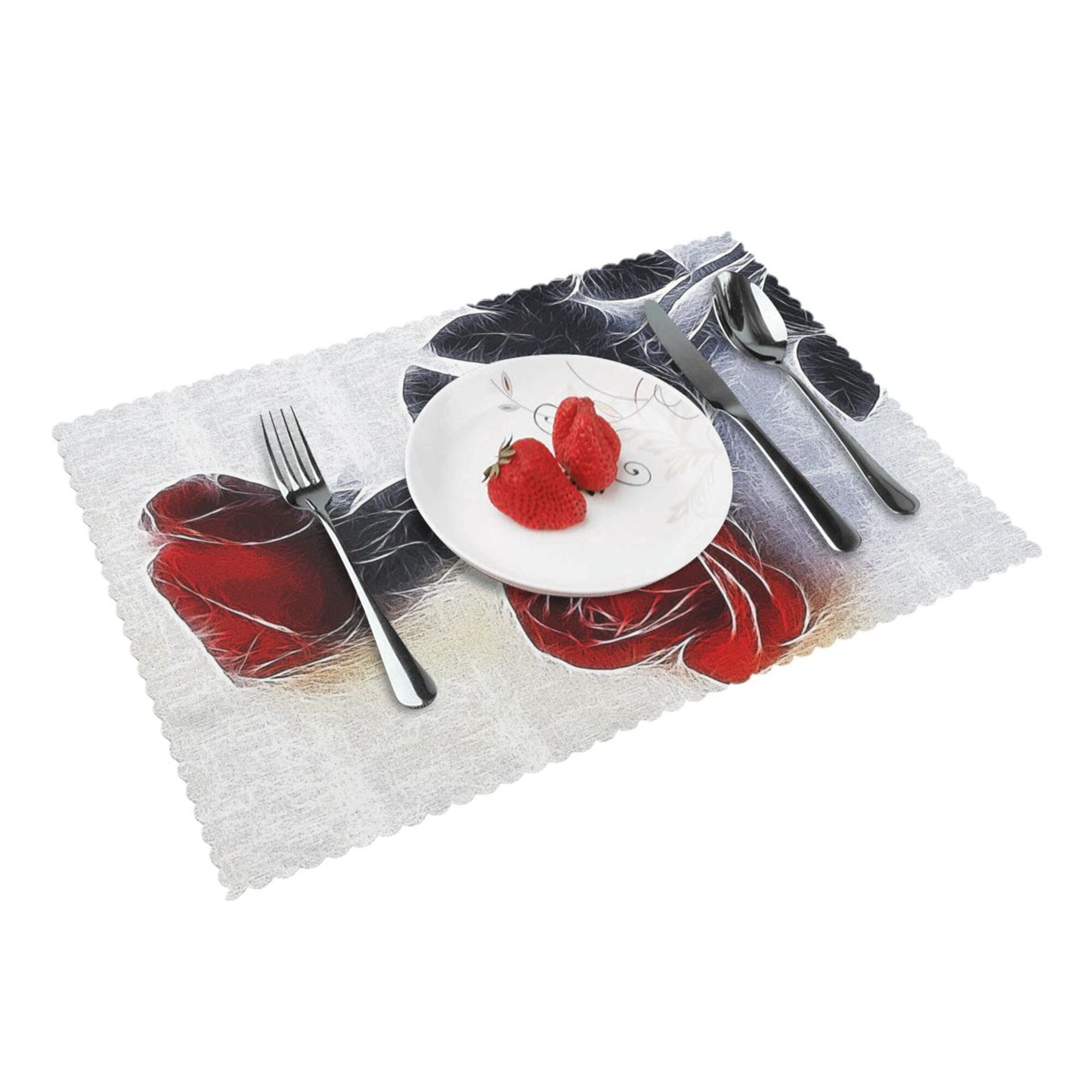 Home Red Rose Background Placemats Set Of 4 Washable Wipeable Place ...