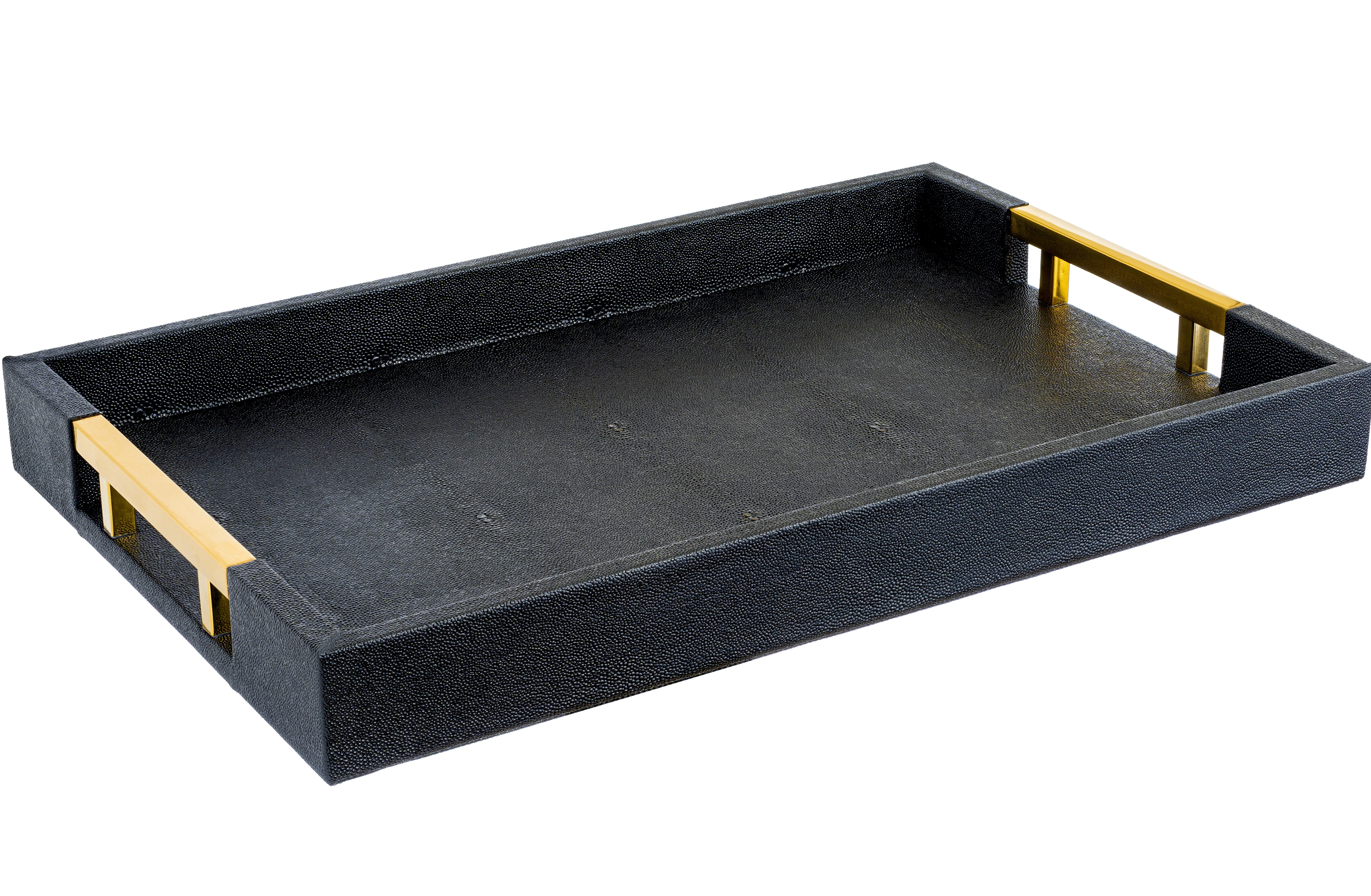 Home Redefined 17.5”x12” Rectangle Glossy Shagreen Faux Leather ...