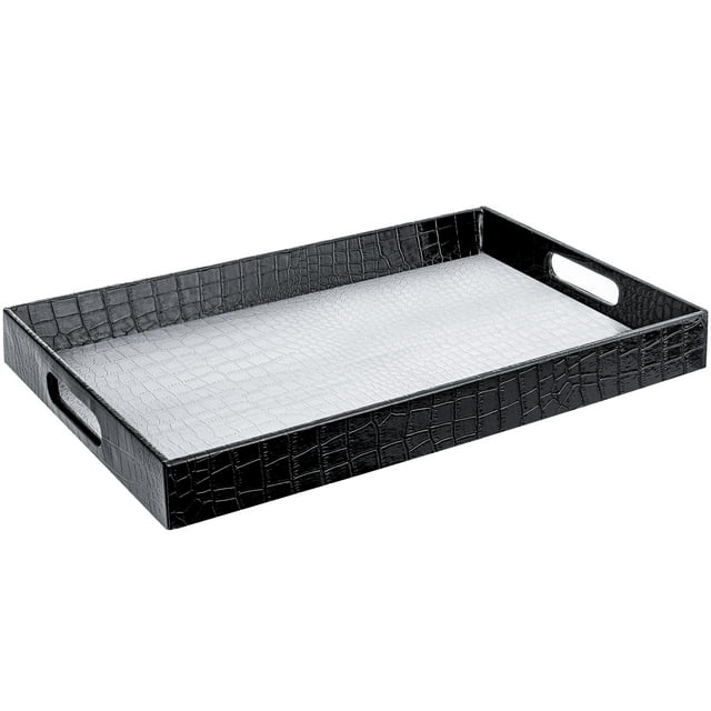 Home Redefined Rectangular 18x12" Alligator Faux Leather Serving Tray ...