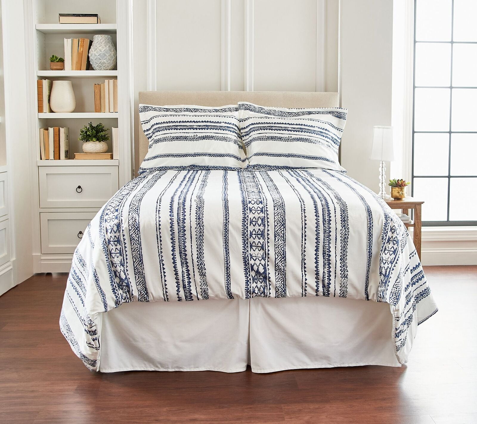 Home Reflections Printed Stripe Mink Comforter Set - Queen in Grey - Walmart.com