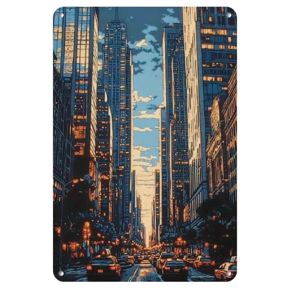 Home Relaxation, Vintage NYC Skyline Metal Wall Art - 8x12 Inch Iron ...
