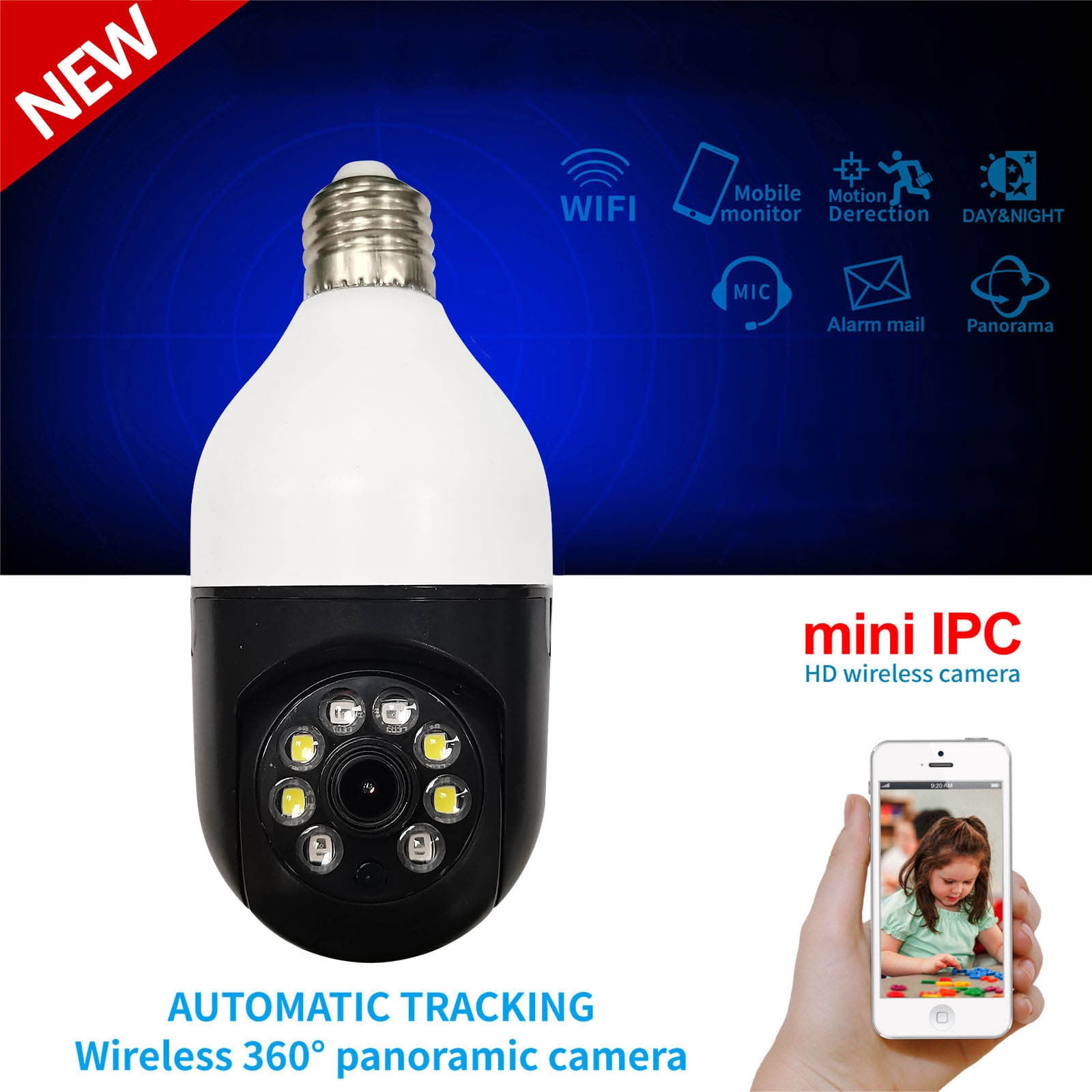 Home Remote Surveillance Camera 360-degree Panoramic View Smart High ...