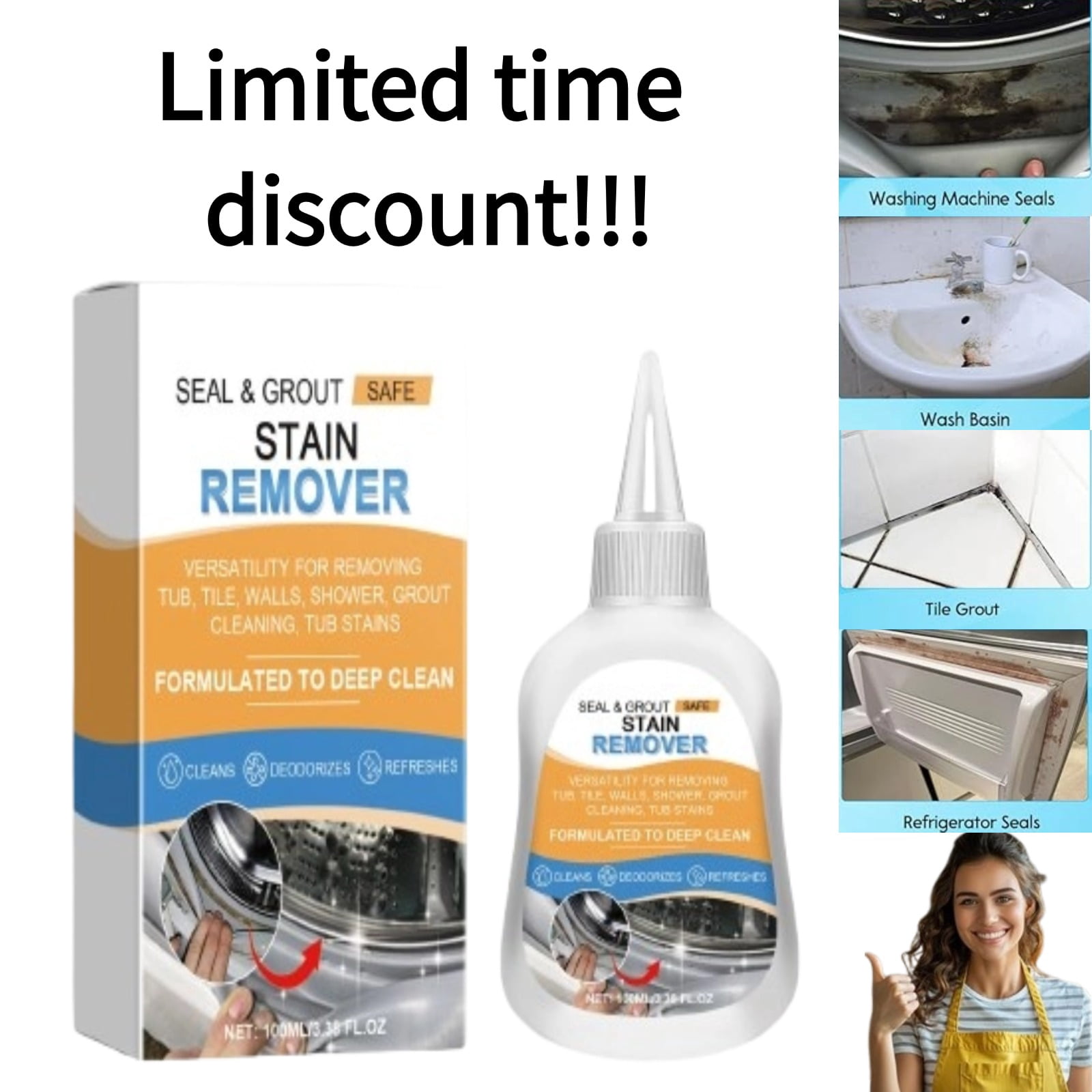 Home Remover Gel,3.38 Fl Oz Household Washing Machine Cleaner for ...