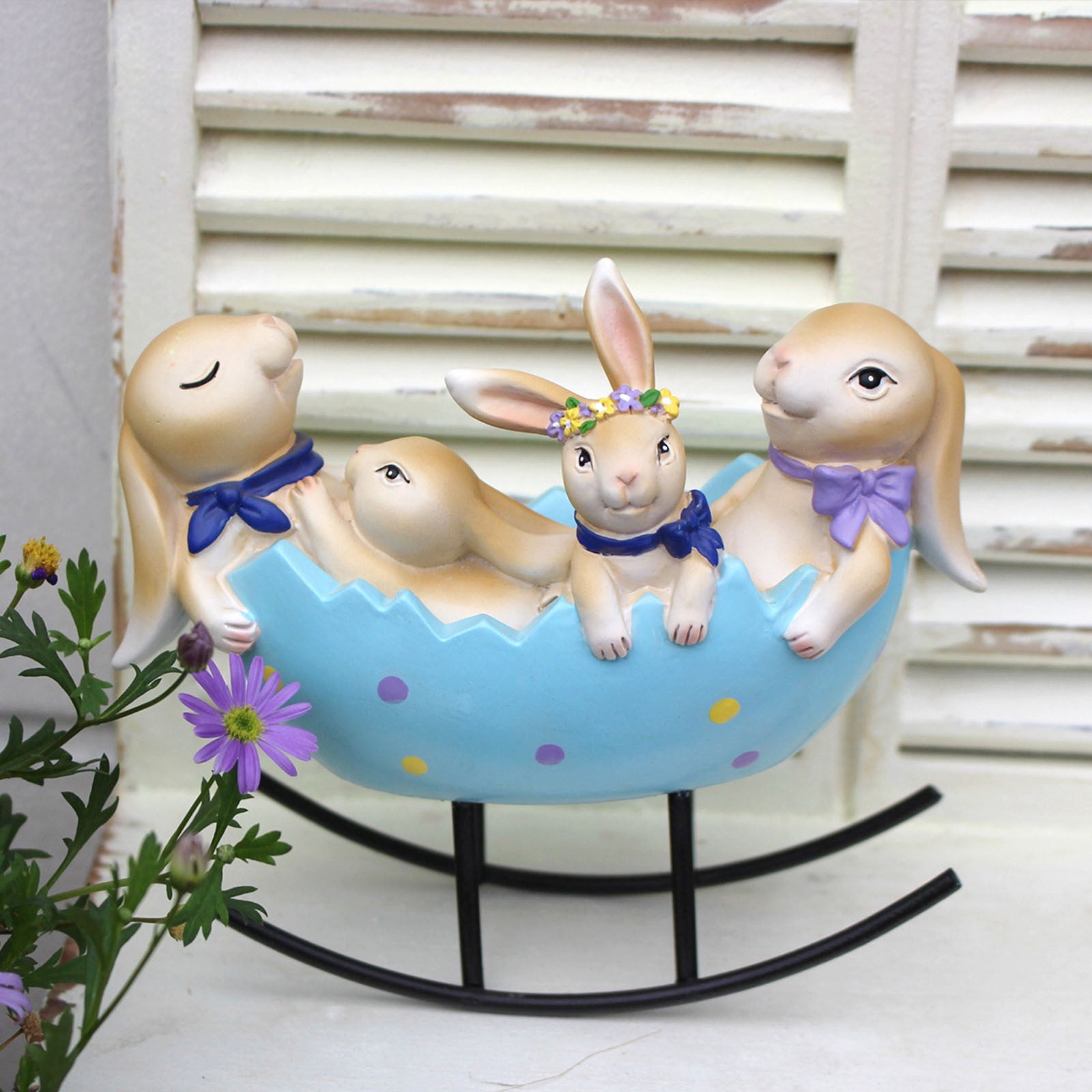 Home Resin Color Easter Rocker Rabbit Table Decoration, Adorable ...