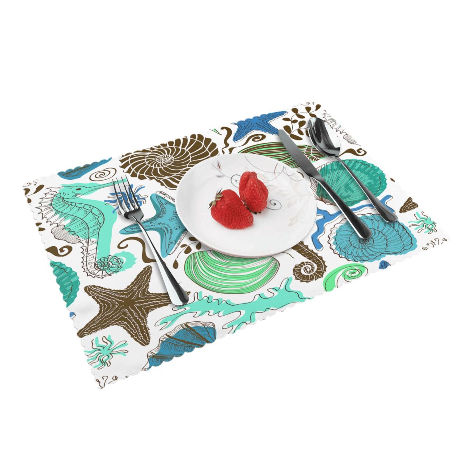 Home Resist Seamless Pattern Of Sea Animals Placemats Set Of 4 Washable ...