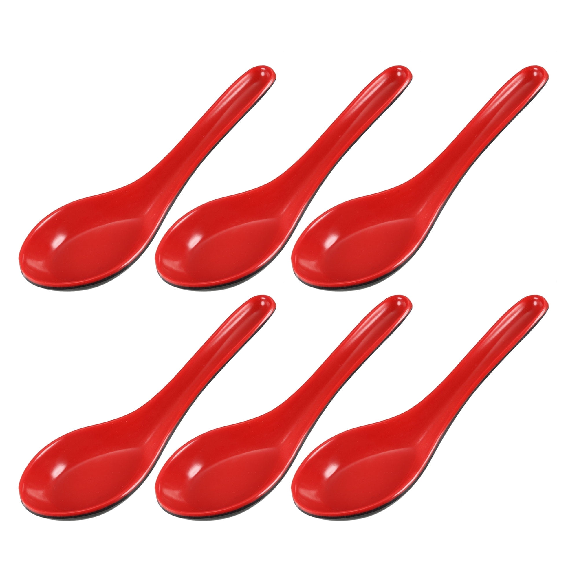 Home Restaurant Traditional Asian Style Noodle Soup Spoons Red, Black 6 ...