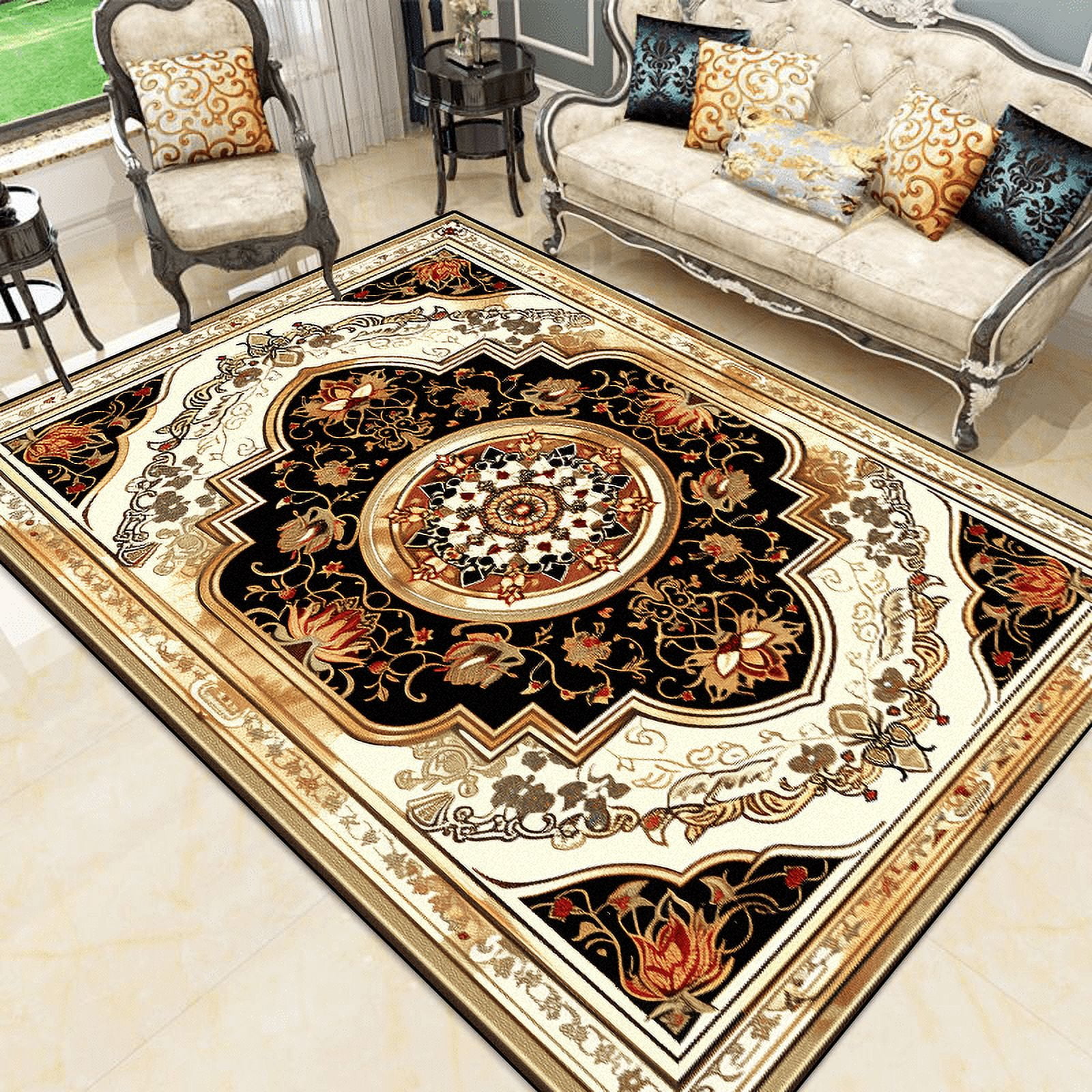 Home Retro Carpets for Living Room Persia Carpet Flower ration Sofa ...