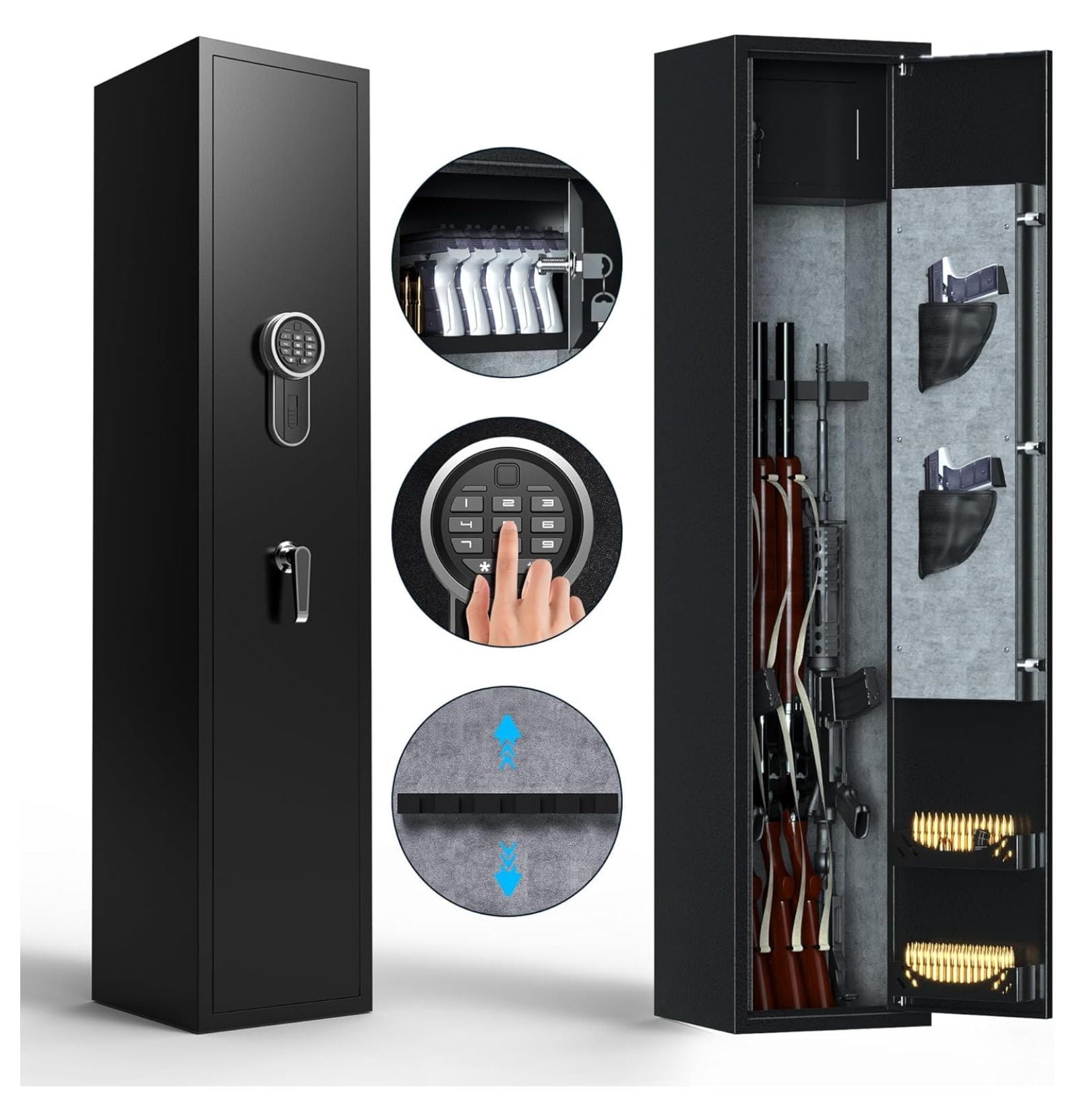 Home Rifle and Pistols Gun Safe with LED Light and Alarm System,4-5 ...