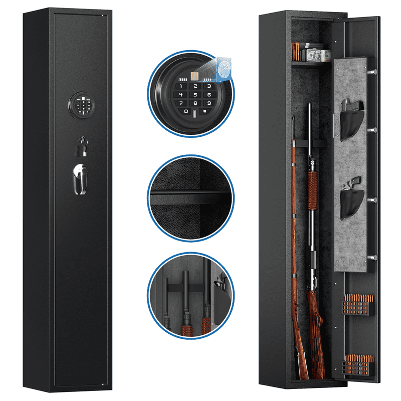 Home Rifle and Pistols Gun Safe with LED Light & Alarm System,Biometric ...